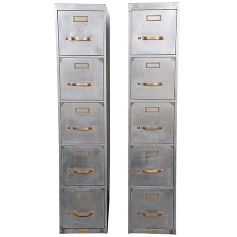 Pair Of Metal File Cabinets At 1stdibs