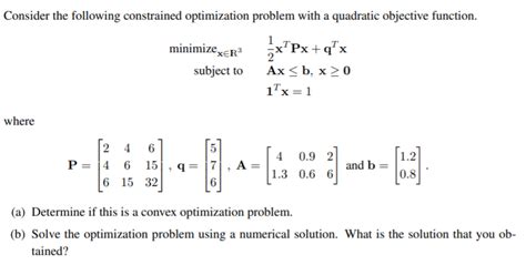 Consider The Following Constrained Optimization Chegg
