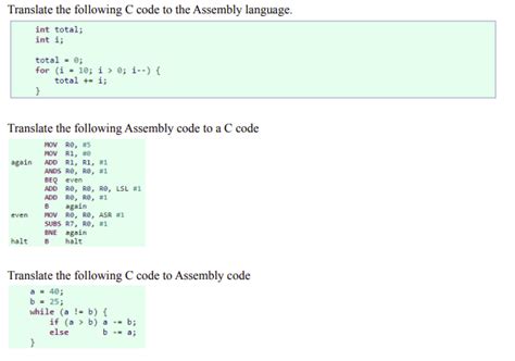Solved Translate The Following C Code To The Assembly