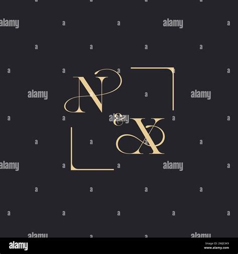 NX Simple Concept Of Wedding Outline Logo And Square Of Initial Design Gold In White Background