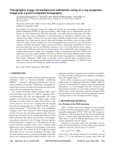 Pdf Enhanced Tomographic Imaging Via Background Subtraction