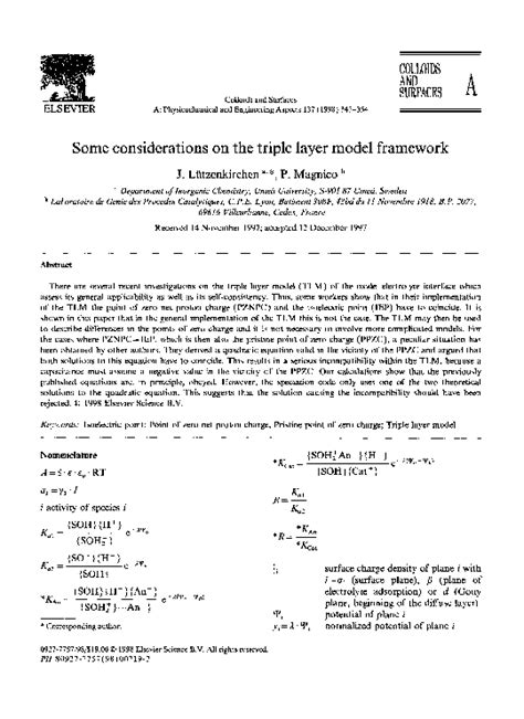 Pdf Some Considerations On The Triple Layer Model Framework