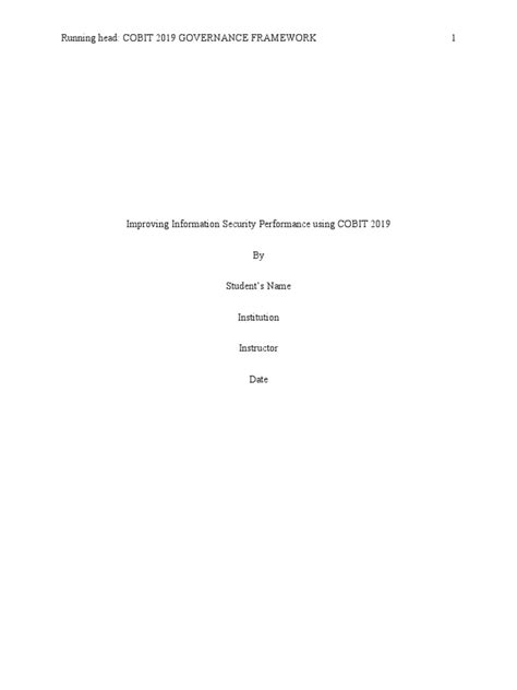 Improving Information Security Performance Using Cobit 2019 Pdf