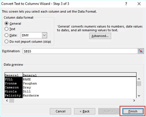 Split First And Last Name Using Text To Columns Myexcelonline