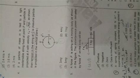 if a particle of mass m is tied to a light inextensible string fixed at p