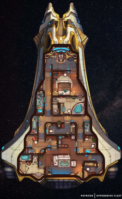 4 Asteria Luxury Space Yacht 19x31 Battlemaps Spaceship Interior