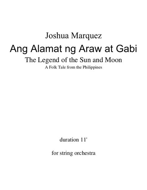 Ang Alamat Ng Araw At Gabi Score