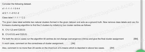 Solved Consider The Following Dataset X1−1−1−1−1040 X2