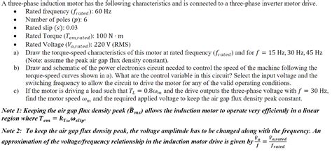 Solved A Three Phase Induction Motor Has The Following