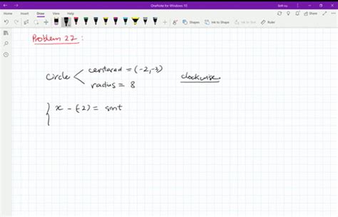 SOLVED Parametric Equations Of Circles Find Parametric Equations Not Unique For The Following