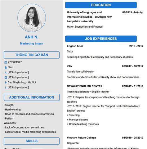 28010 mẫu cv marketing intern thiết kế chuẩn nhất 2025 bởi anh n