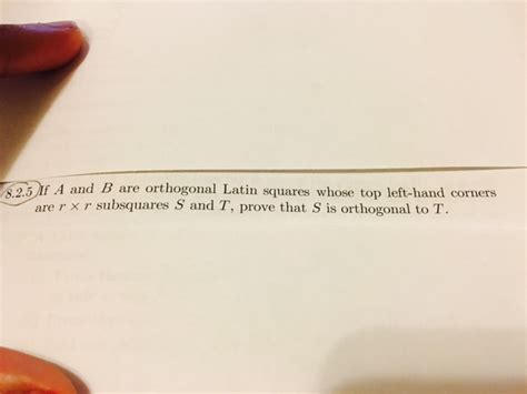 Solved If A And B Are Orthogonal Latin Squares Whose Top
