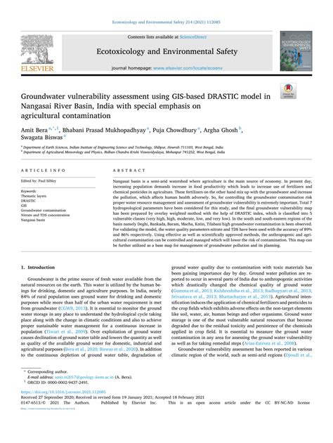Pdf Groundwater Vulnerability Assessment Using Gis Based Drastic