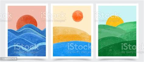 벡터 그림입니다 추상적인 현대미학 배경 표지 포스터 브로셔 잡지 엽서 전단지 배경 화면 디자인 내부 벽 장식 수채화 그림 자연 장면 풍경에 대한 스톡 벡터 아트 및 기타