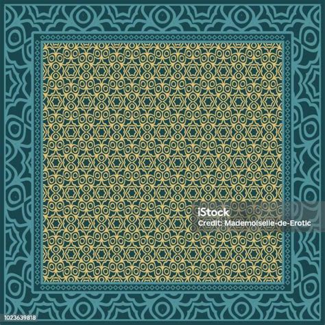 기하학적 장식 프레임 테두리 아르데코 배경입니다 손수건 숄 스카프 식탁보 디자인 공단에 대한 스톡 벡터 아트 및 기타 이미지 공단 네커치프 넥타이 Istock