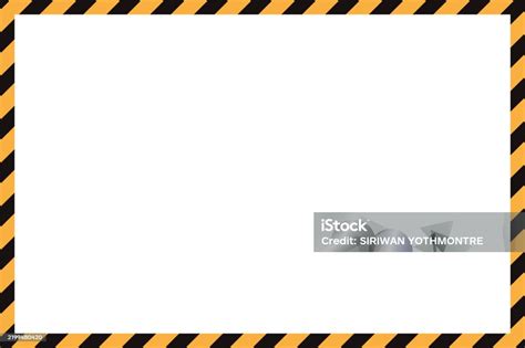 노란색과 검은 색주의 테이프 사각형 프레임 경고 표지판 테두리 템플릿 에 대 한 4x6 종횡비 벡터 일러스트 레이 션 건설