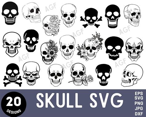 Skull Svg Skull Svg Bundle Skull Png Skull Clipart Skull Svg Files