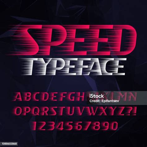 속도 알파벳 글꼴입니다 빠른 바람 효과 현대 유형 편지 고 다각형 배경에 숫자 속도에 대한 스톡 벡터 아트 및 기타 이미지 속도 컴퓨터 글자 문자 Istock