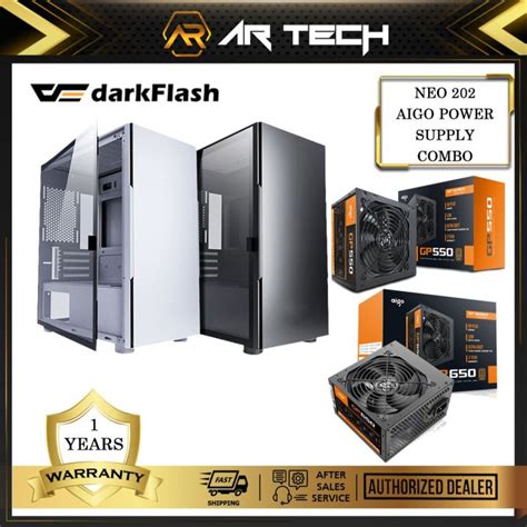 COMBO OFFER AIGO DarkFlash Neo 202 BlackWhite M ATX With 3 RGB Fans