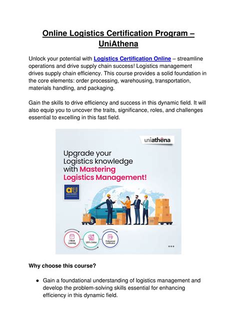 Ppt Online Logistics Certification Program Uniathena Powerpoint Presentation Id 13175794