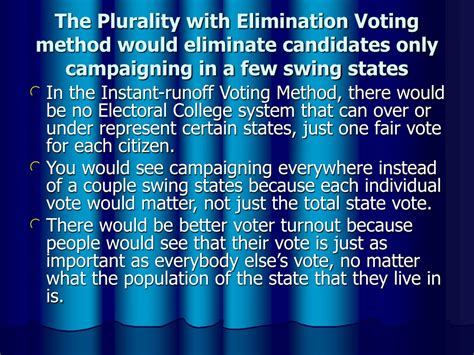 Ppt Why We Should Use The Plurality With Elimination Voting Method Powerpoint Presentation