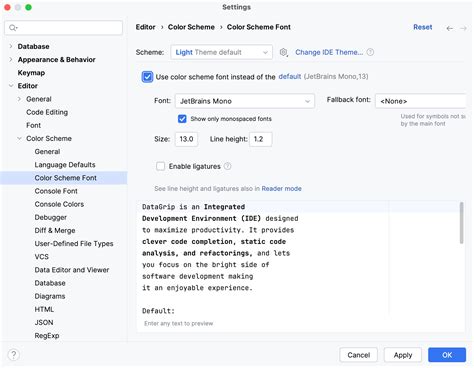 Colors And Fonts DataGrip Documentation
