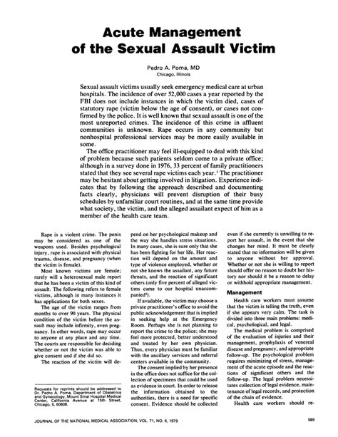 Pdf Management Of The Sexual Assault Victim