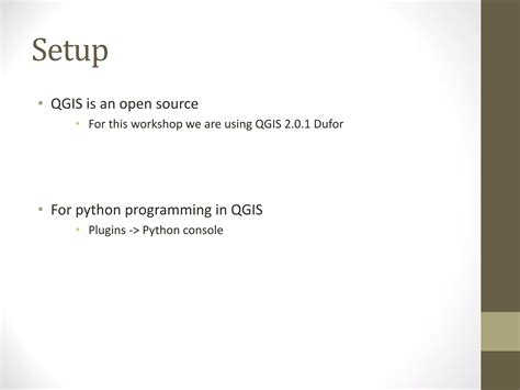 Workshop With Python Qgis PPT