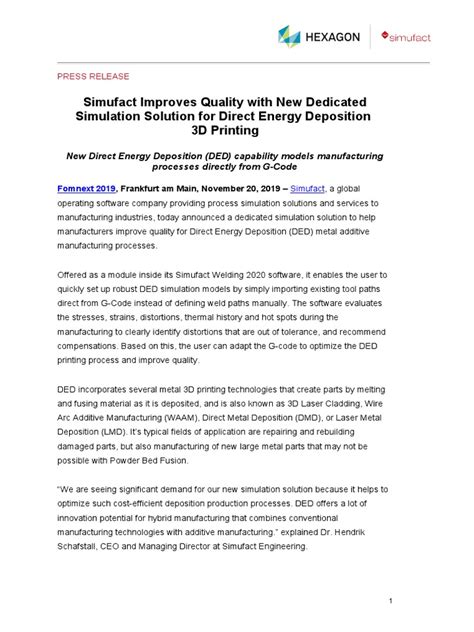 Simufact Improves Quality With New Dedicated Simulation Solution For Direct Energy Deposition 3d
