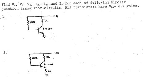 Solved Find Vc Vb Ve Ib Ic And Ie For Each Of The Chegg Com