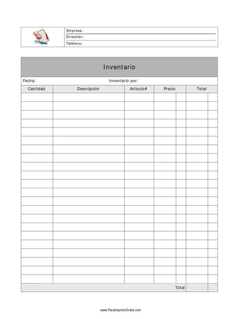 Formulario De Inventario Pdf