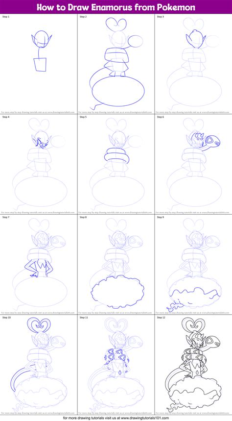How To Draw Enamorus From Pokemon Pokemon Step By Step