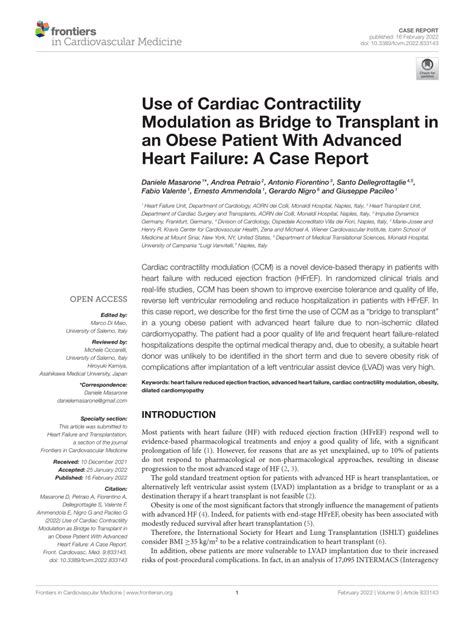 Pdf Use Of Cardiac Contractility Modulation As Bridge To Transplant