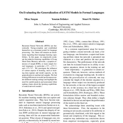 On Evaluating The Generalization Of Lstm Models In Formal Languages Acl Anthology