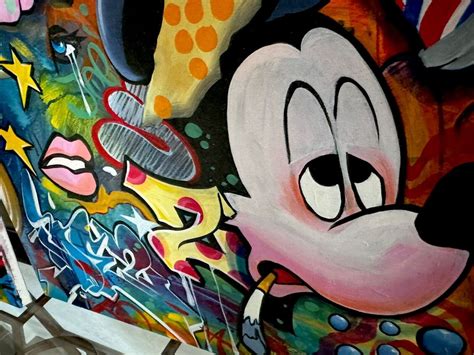 Original Street Art “mickey Mouse On Lsd” By Joe X2 Signed On Canvas Beverly Hills Swap Meet