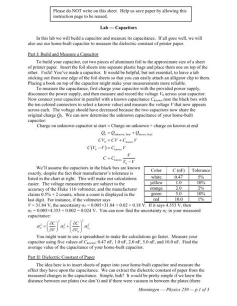 Lab Capacitors UWSP