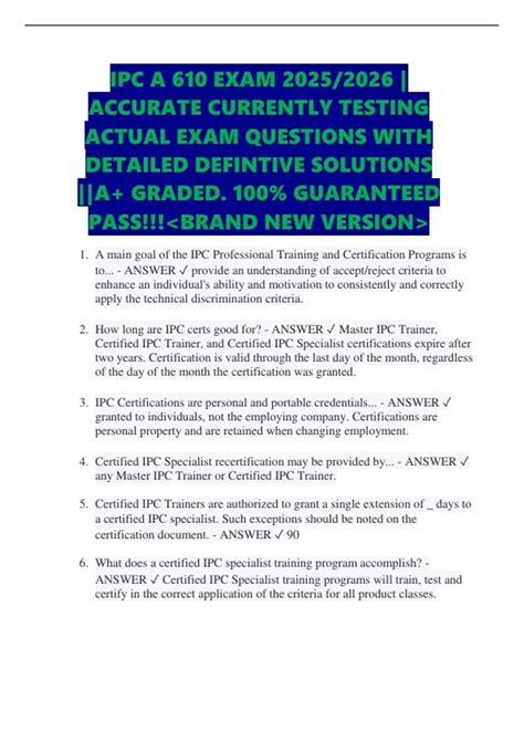 Ipc A 610 Exam 2025 2026 Accurate Currently Testing Actual Exam