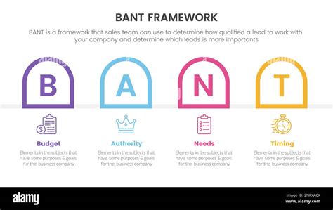 Bant Sales Framework Methodology Infographic With Round Rectangle Shape Information Concept For