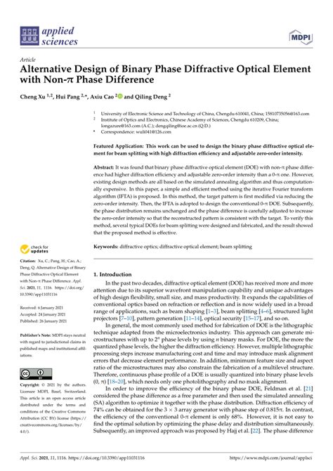 pdf alternative design of binary phase diffractive optical element