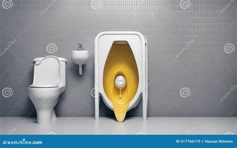 Urinal For Men Standing Up Peeing In Toilet Icon Vector Illustration