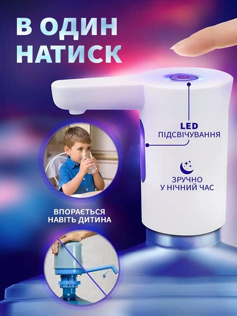 Автоматична помпа для води електрична на бутиль Vmhouse портативний насос для води диспенсер на