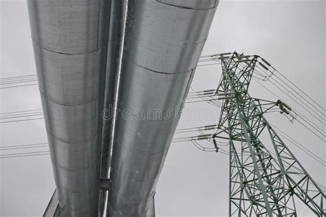 Pipeline And Power Line On A Gray Sky Background Stock Image Image Of Libya Egypt 263744269