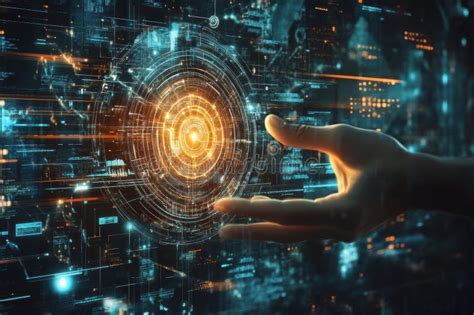 Hand Interacts Digital Interface Exploring Data Visualization