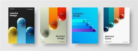 격리 된 3d 공 브로셔 그림 구성 프리미엄 벡터