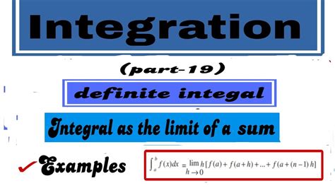 Integration As Limit Of A Sum Class 12 Questions Youtube