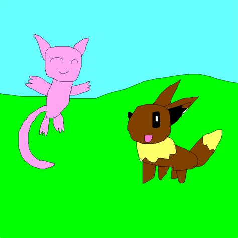 Eevee And Mew By Megacrystalswiftail On Deviantart