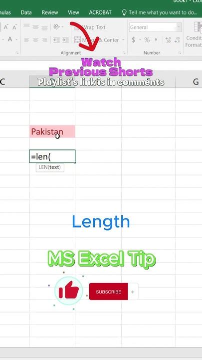 Ms Excel Length Tips And Tricks Series Trick Msexcel Computerscience Youtube