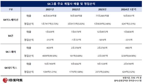 Ib토마토 새판짜는 Sk②배터리·자동차 덜고질적 성장 집중