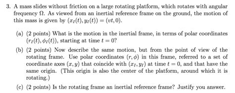 Solved A Mass Slides Without Friction On A Large Rotating Chegg