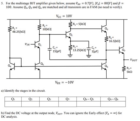 Solved 5 For The Multistage Bjt Amplifier Given Below